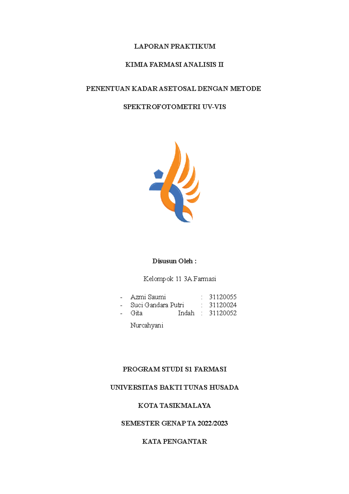 Laporan Praktikum KFA II: Penentuan Kadar Asetosal dengan UV-VIS - Studocu