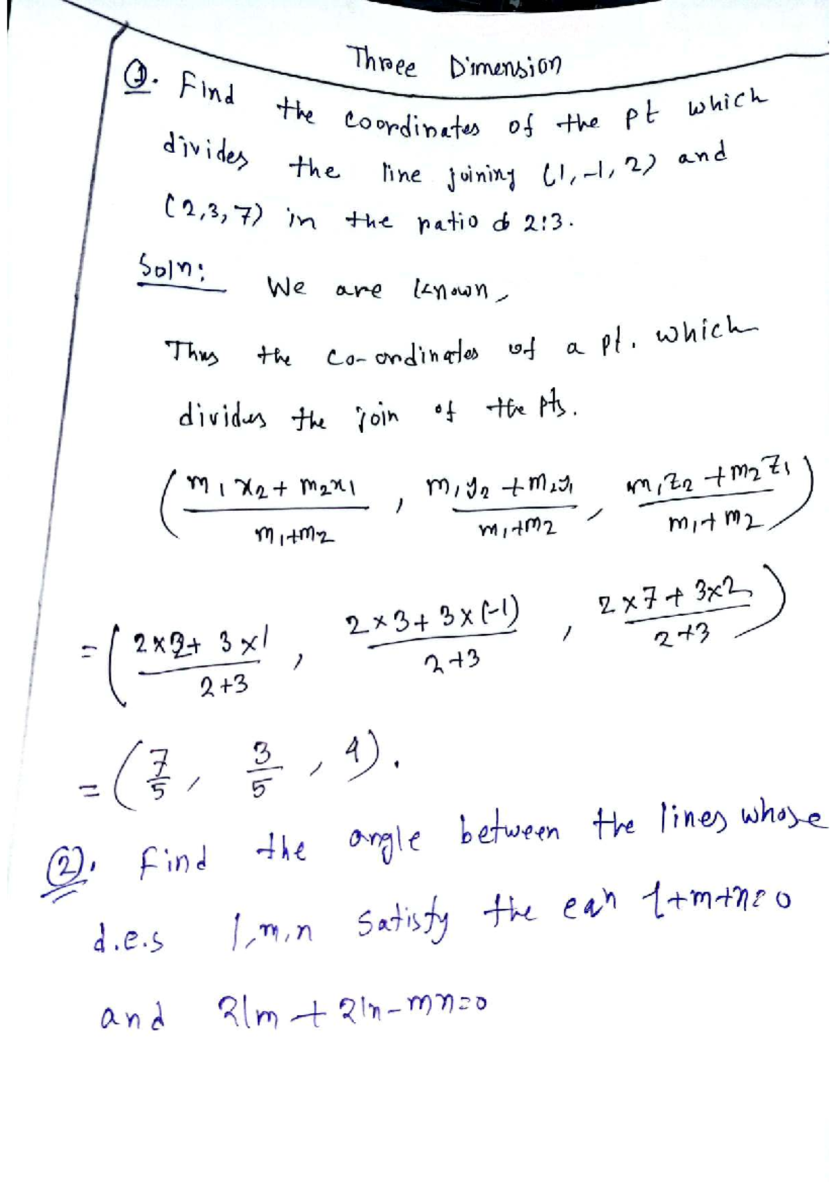 Math 104 - Three-Dimensional Geometry and Line Analysis - Studocu