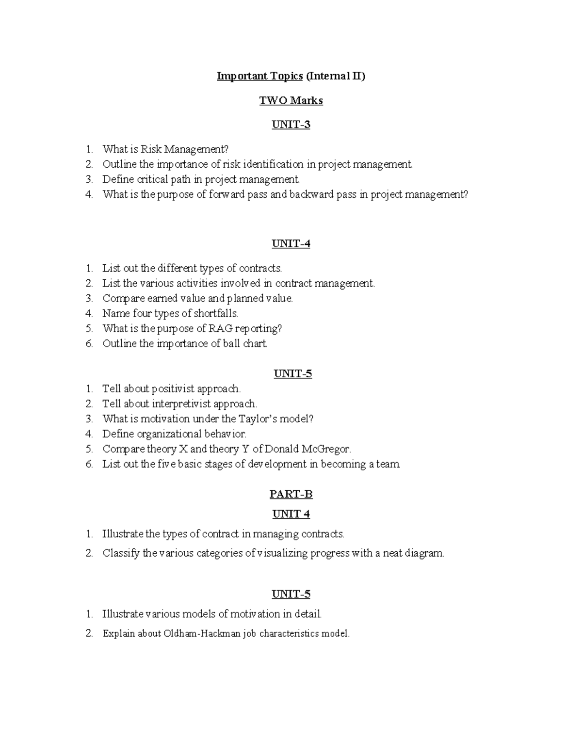 Important Topics for SPM Internal II Exam: Key Concepts & Models - Studocu