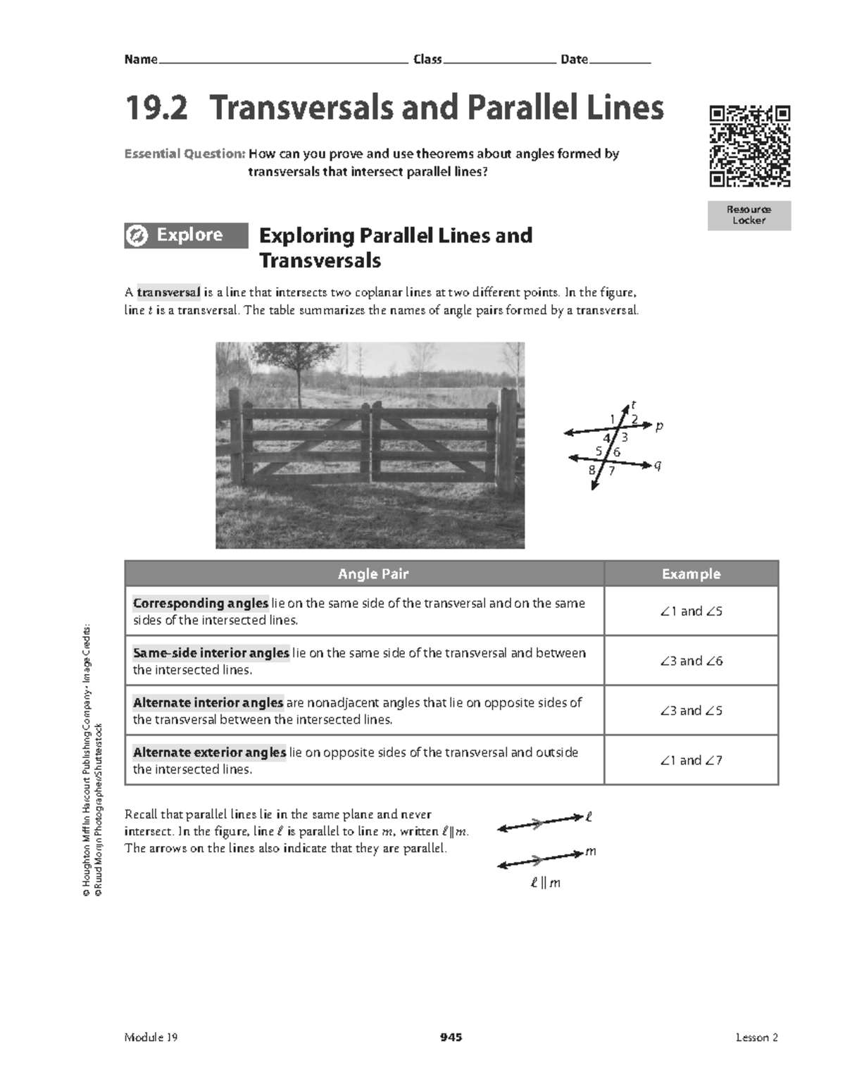 Lesson 2: Transversals and Parallel Lines - Studocu