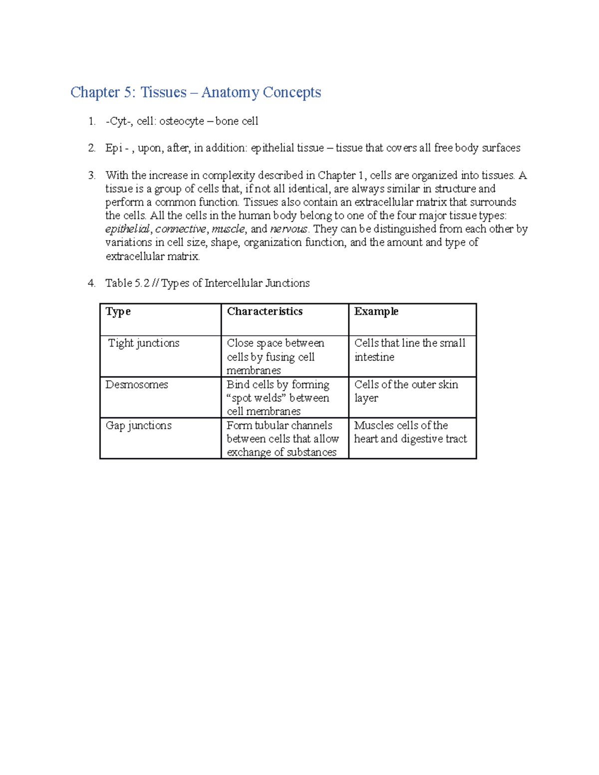 Chapter 5- Tissues - Anatomy - Chapter 5: Tissues – Anatomy Concepts ...