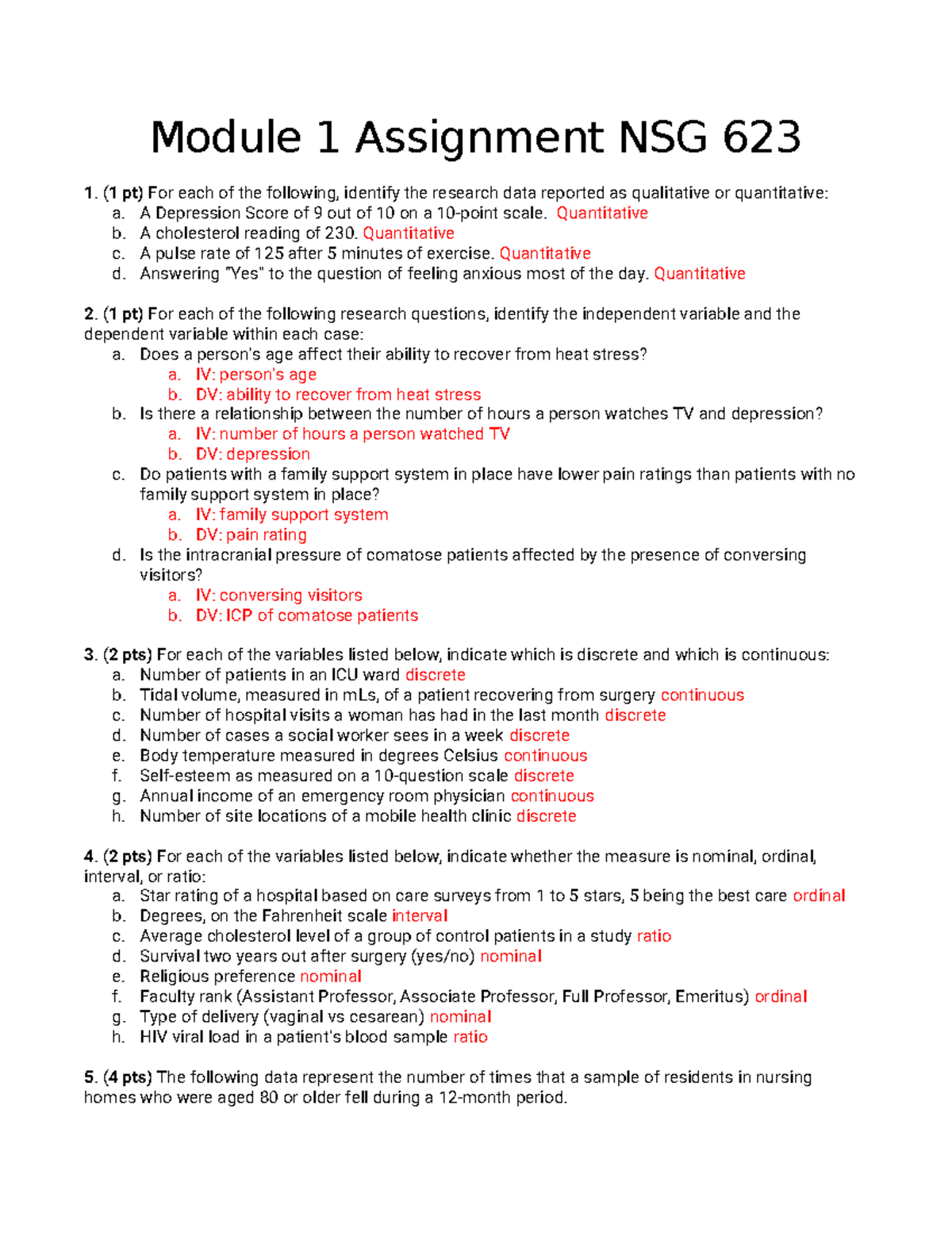 Module 1 Assignment NSG 623: Research Data Types & Analysis - Studocu