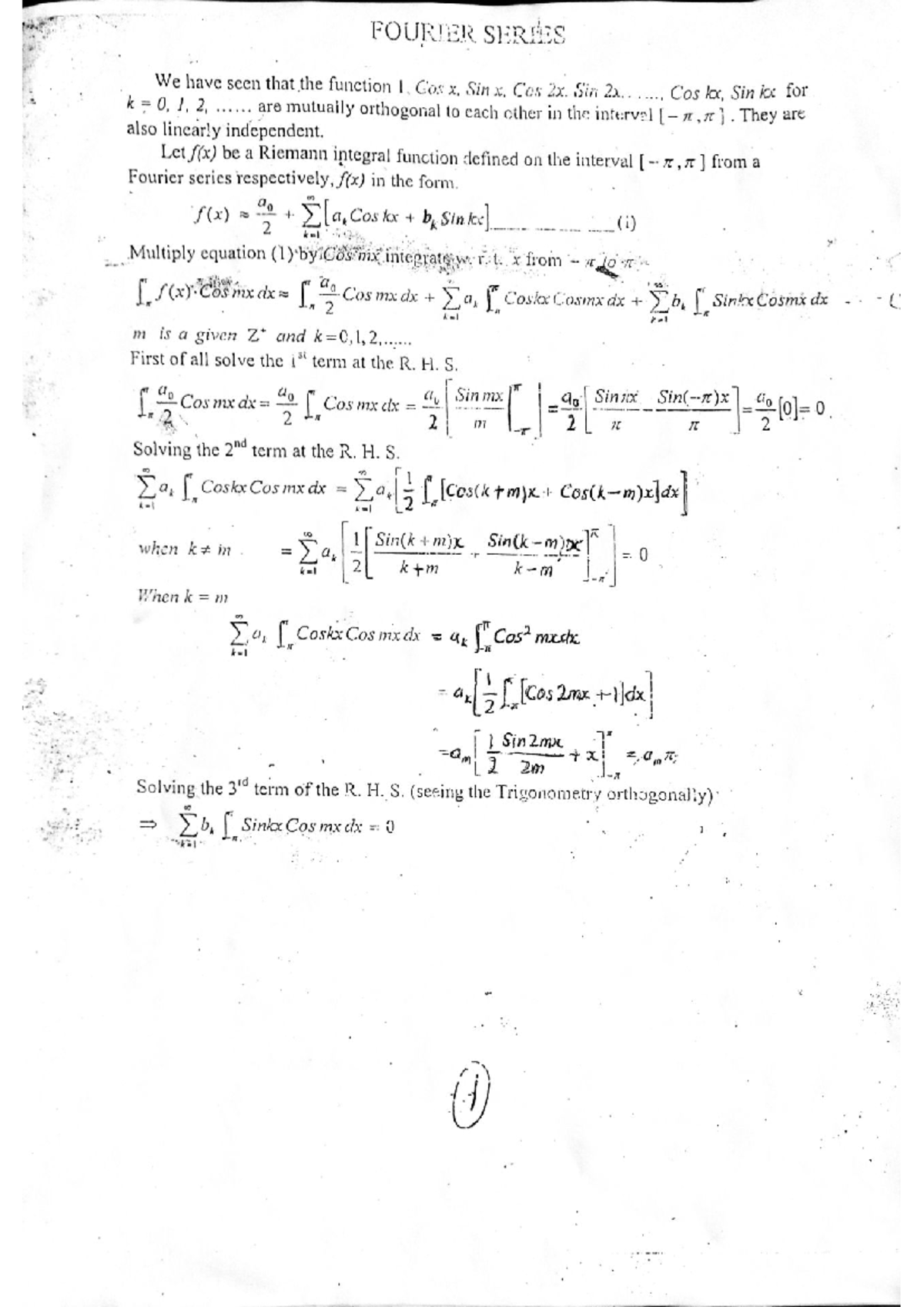 MTS316 Fourier Series - Special Notes and Solutions - Studocu