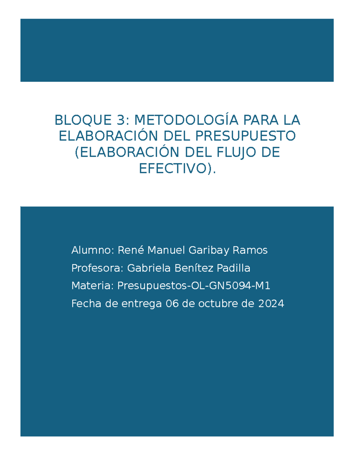 Garibay RENE MAPA Conceptual Presupuesto - BLOQUE 3: METODOLOGÍA PARA ...