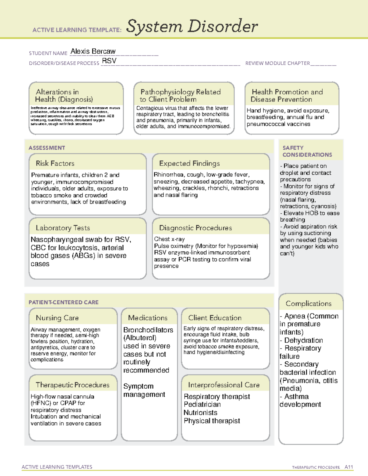 ATI Active Learning Template: System Disorder - RSV Overview - Studocu