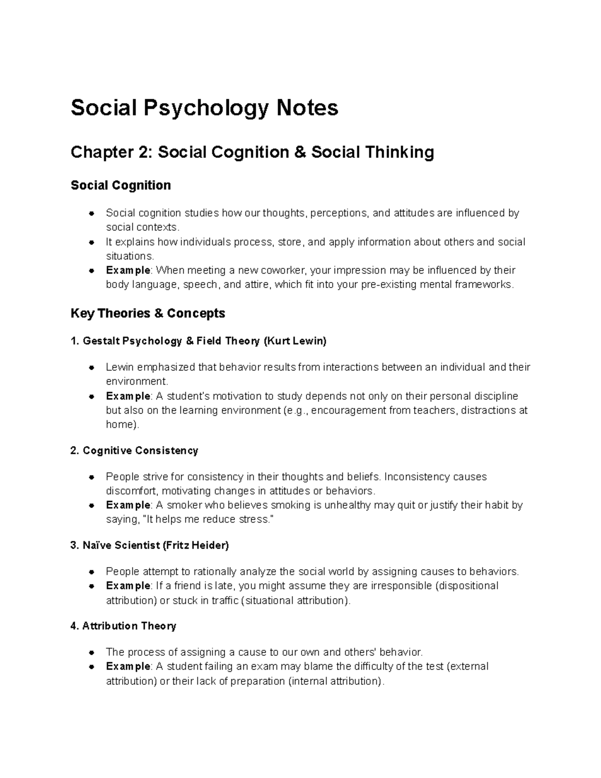 Social Psychology Notes - Social Psychology Notes Chapter 2: Social ...