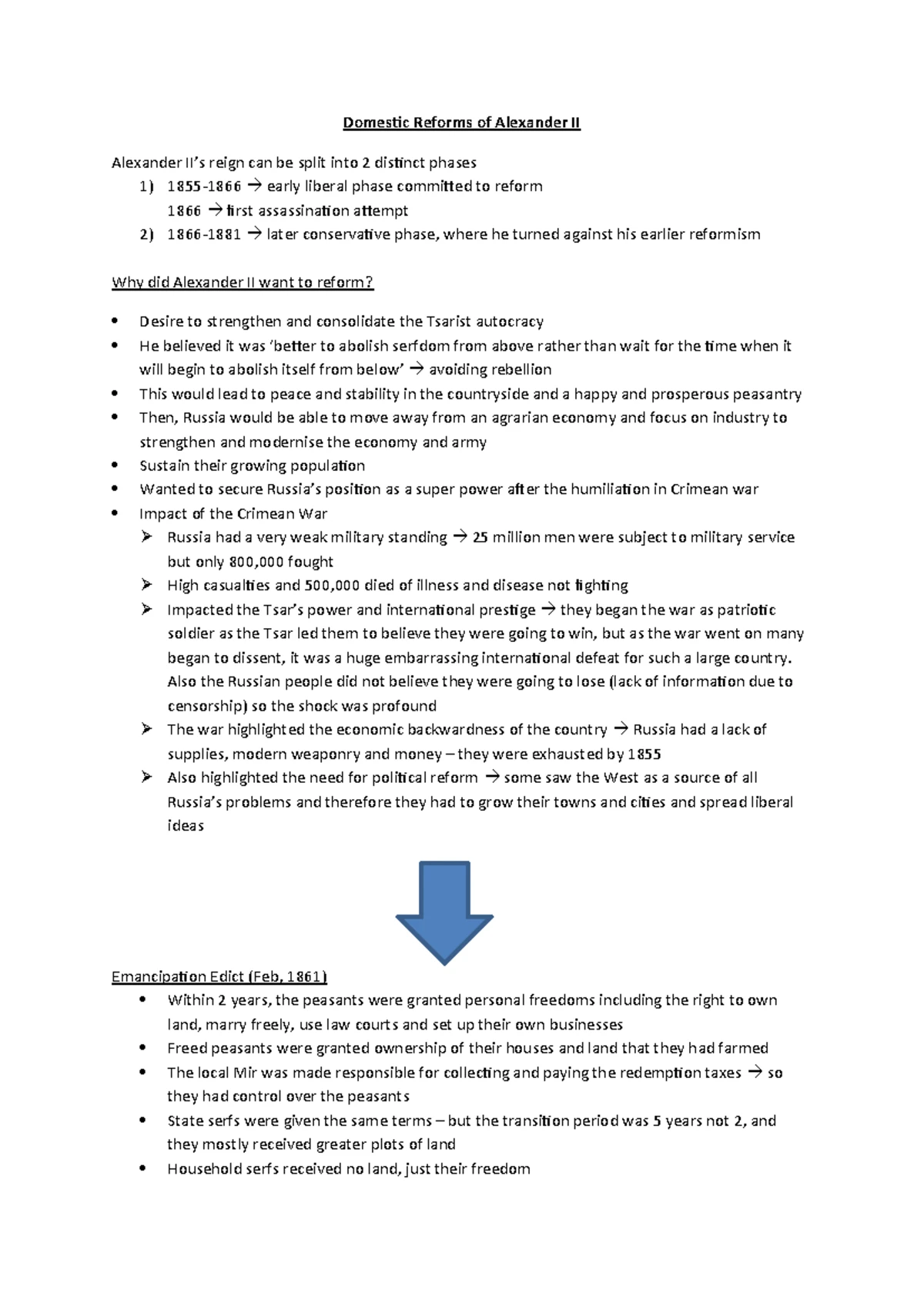 OCR A-Level Depth Study: The Reforms and Challenges of Alexander II ...