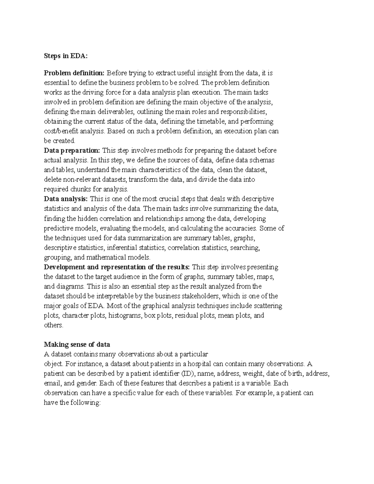 EDA Steps: Problem Definition, Data Prep, Analysis & Results (DEV101 ...