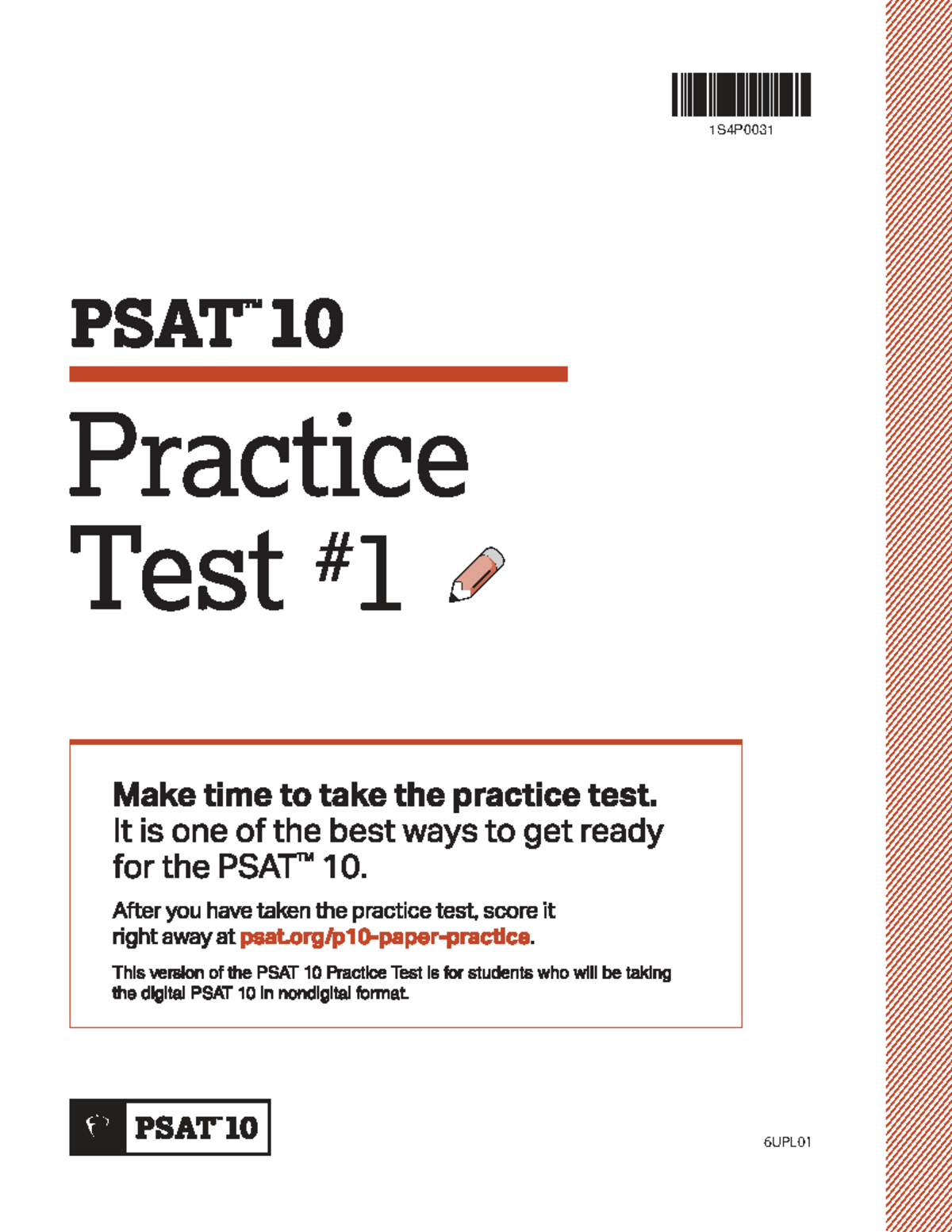 1S4P0031 10 Practice Test: PSAT 10 Prep & Reading Skills Review - Studocu