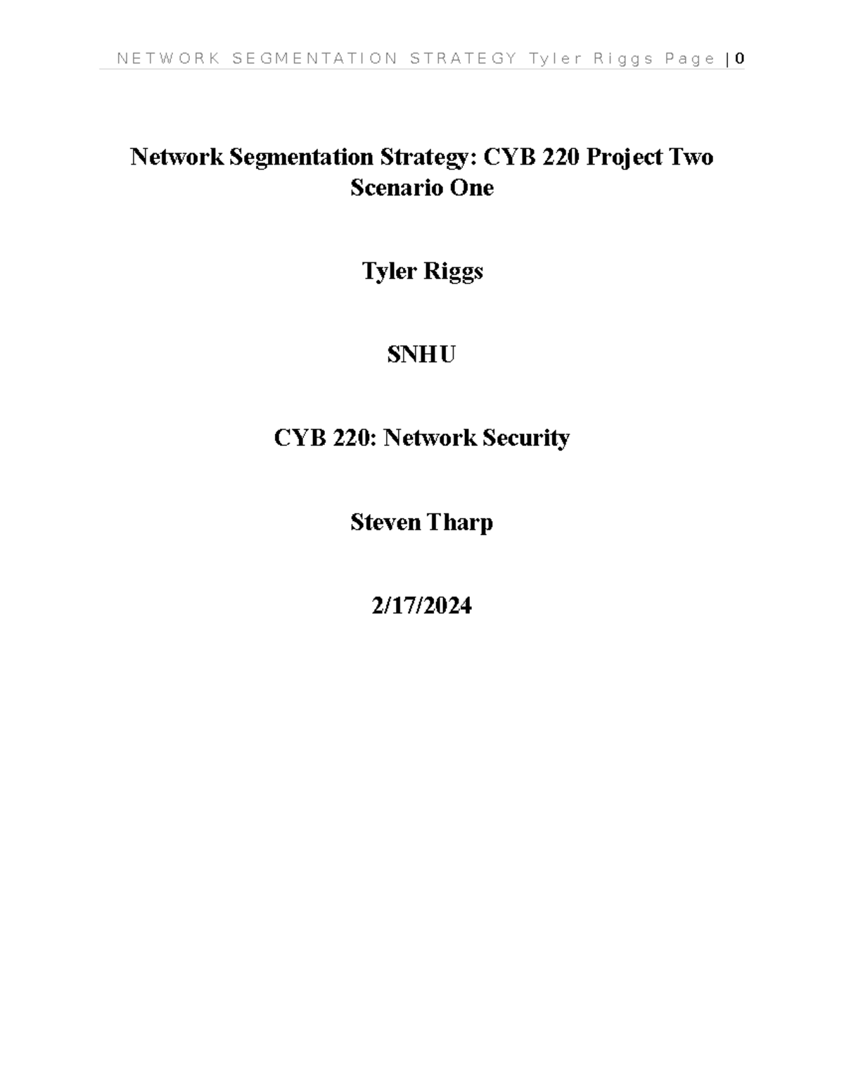 CYB 220 Project Two: Network Segmentation Strategy Overview - Studocu