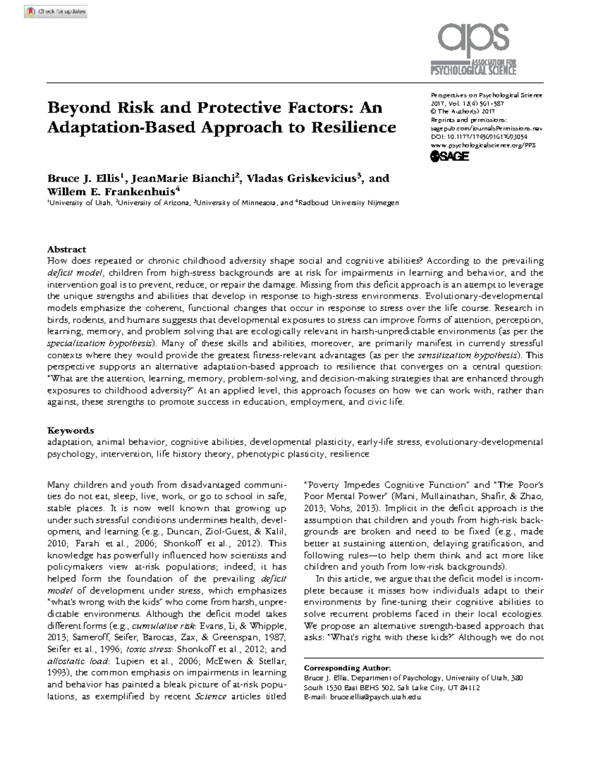 693054 Seminar Article: Resilience Beyond Risk Factors in Psychology ...