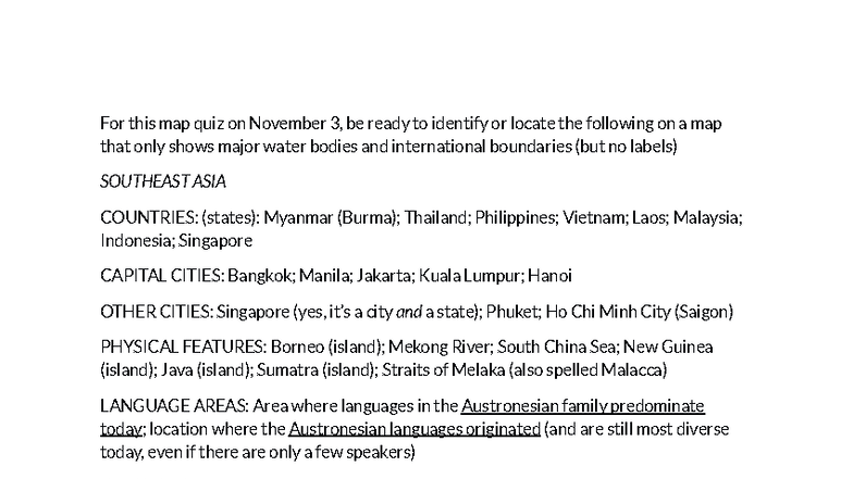 Asia - Map Quiz on Southeast Asia (Quiz) - Studocu