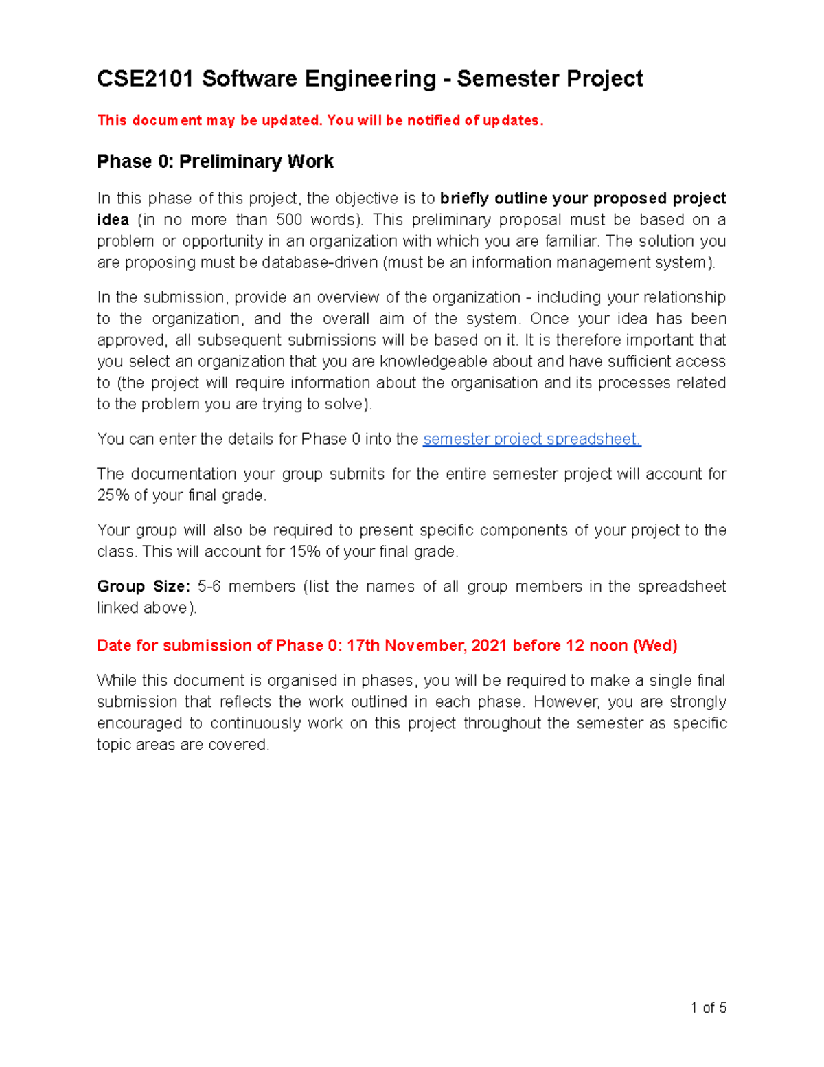 CSE2101 Software Engineering - Semester Project Guidelines 2021-2022 ...