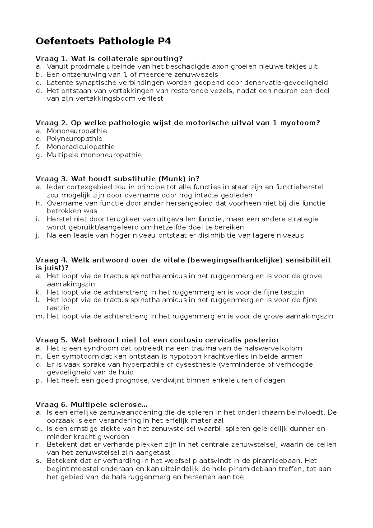 Oefentoets Pathologie 4: Antwoorden en Uitleg - Studeersnel