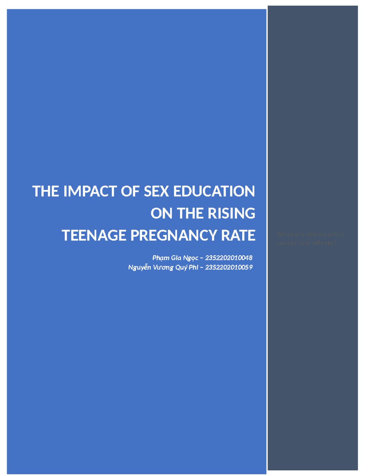 The Impact of Sex Education on Rising Teenage Pregnancy Rates: Causes ...