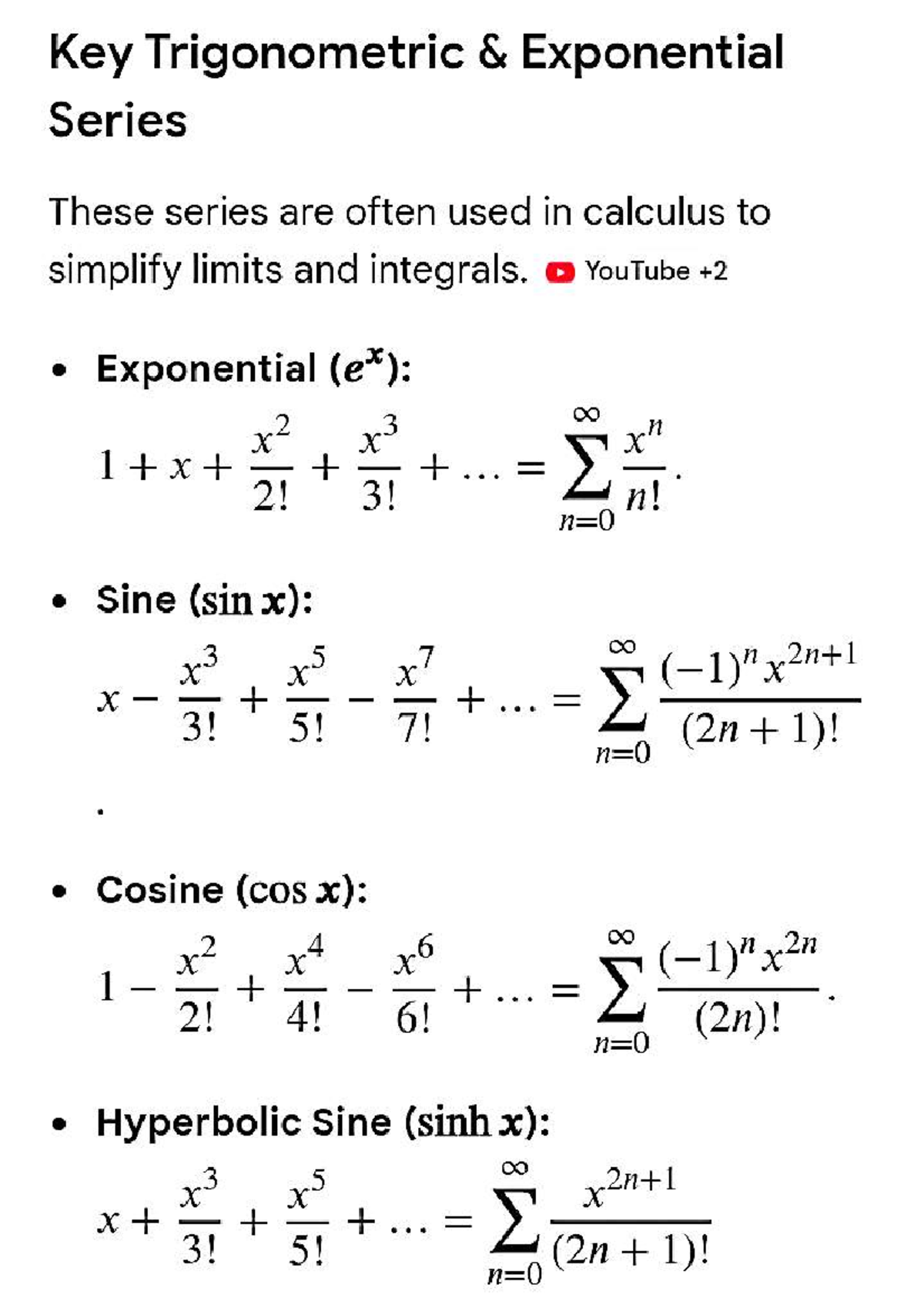Key Maclaurin Series Expansions for Trigonometric Functions - Studocu