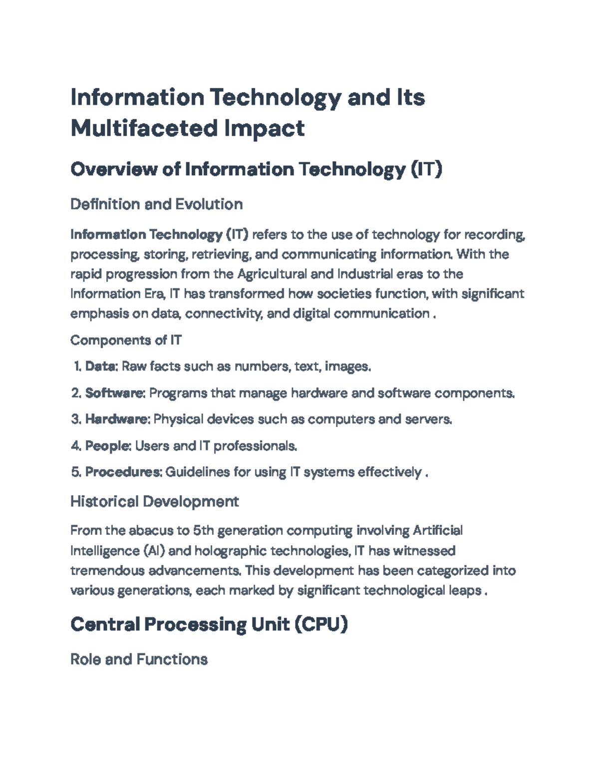 Impact of Information Technology (IT) on Society and the Environment ...