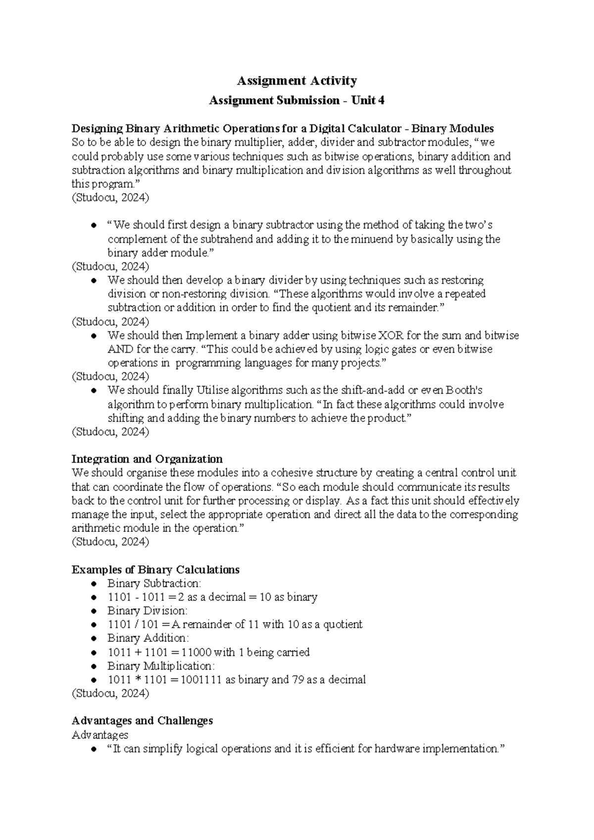 Assignment Activity - Unit 4 - Assignment Activity Assignment Submission - Unit 4 Designing ...