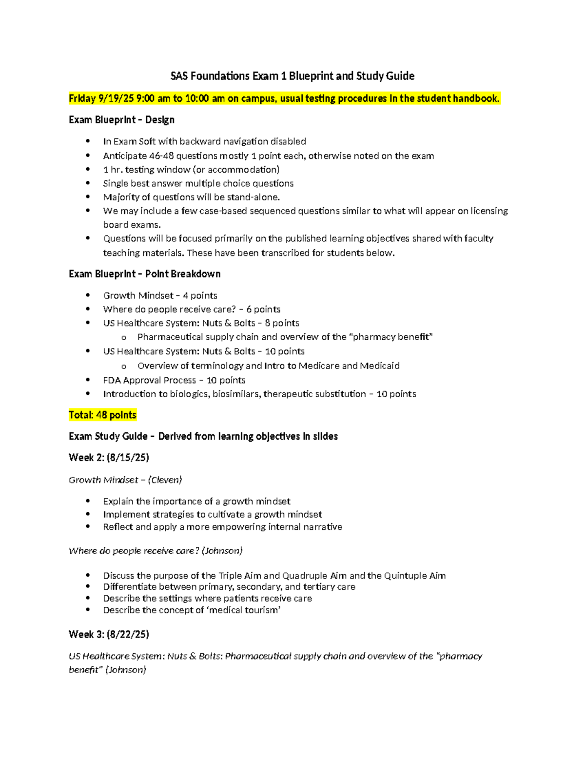 US Healthcare System Exam 1 Blueprint & Study Guide (PHAR 101) - Studocu