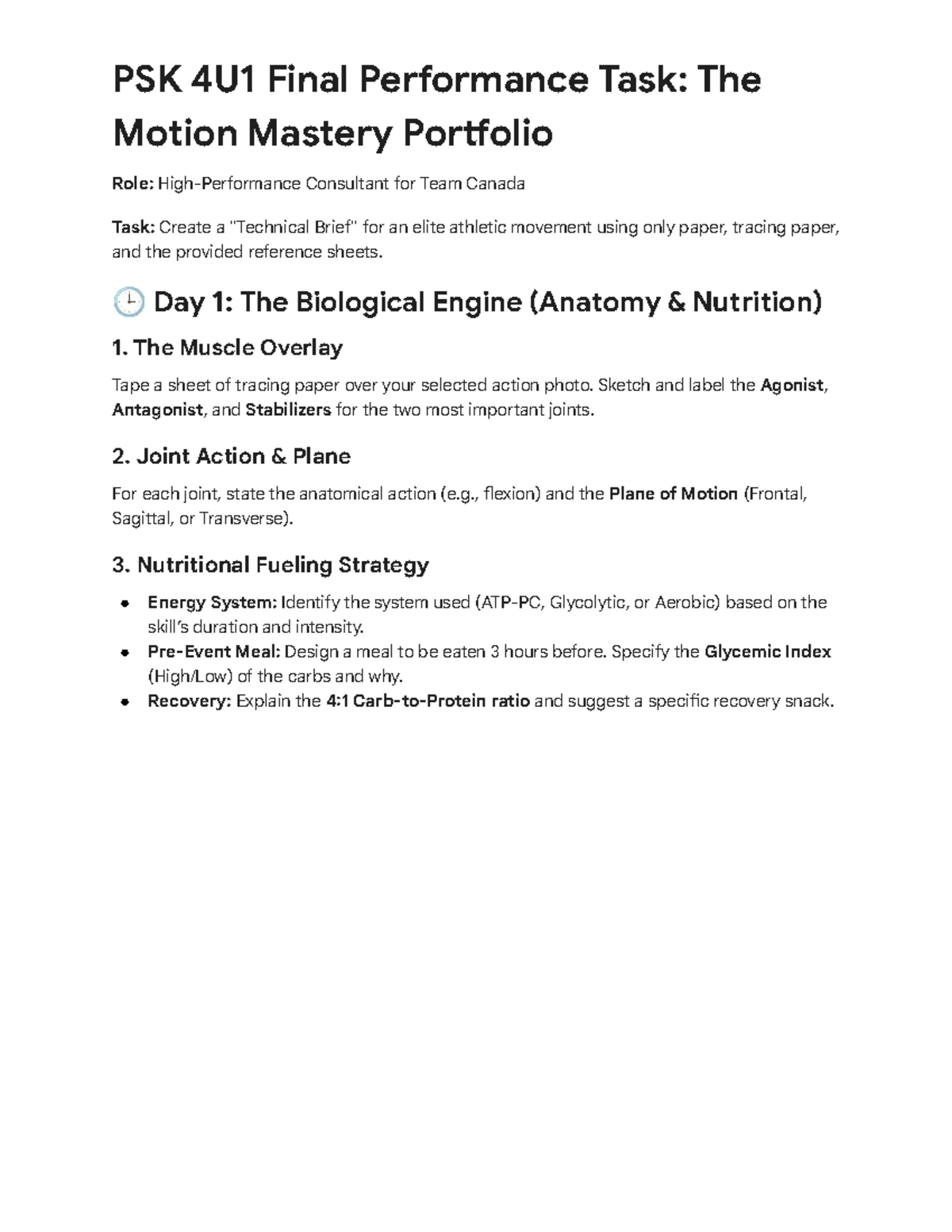 PSK 4U1 Final Performance Task: Motion Mastery Portfolio Guide - Studocu