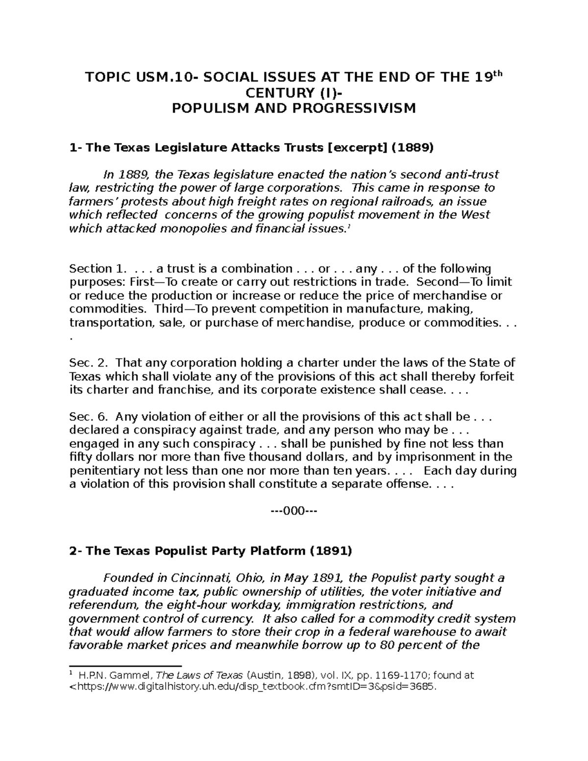 Platform of the Progressive Party (1912) & Populist Issues Analysis ...