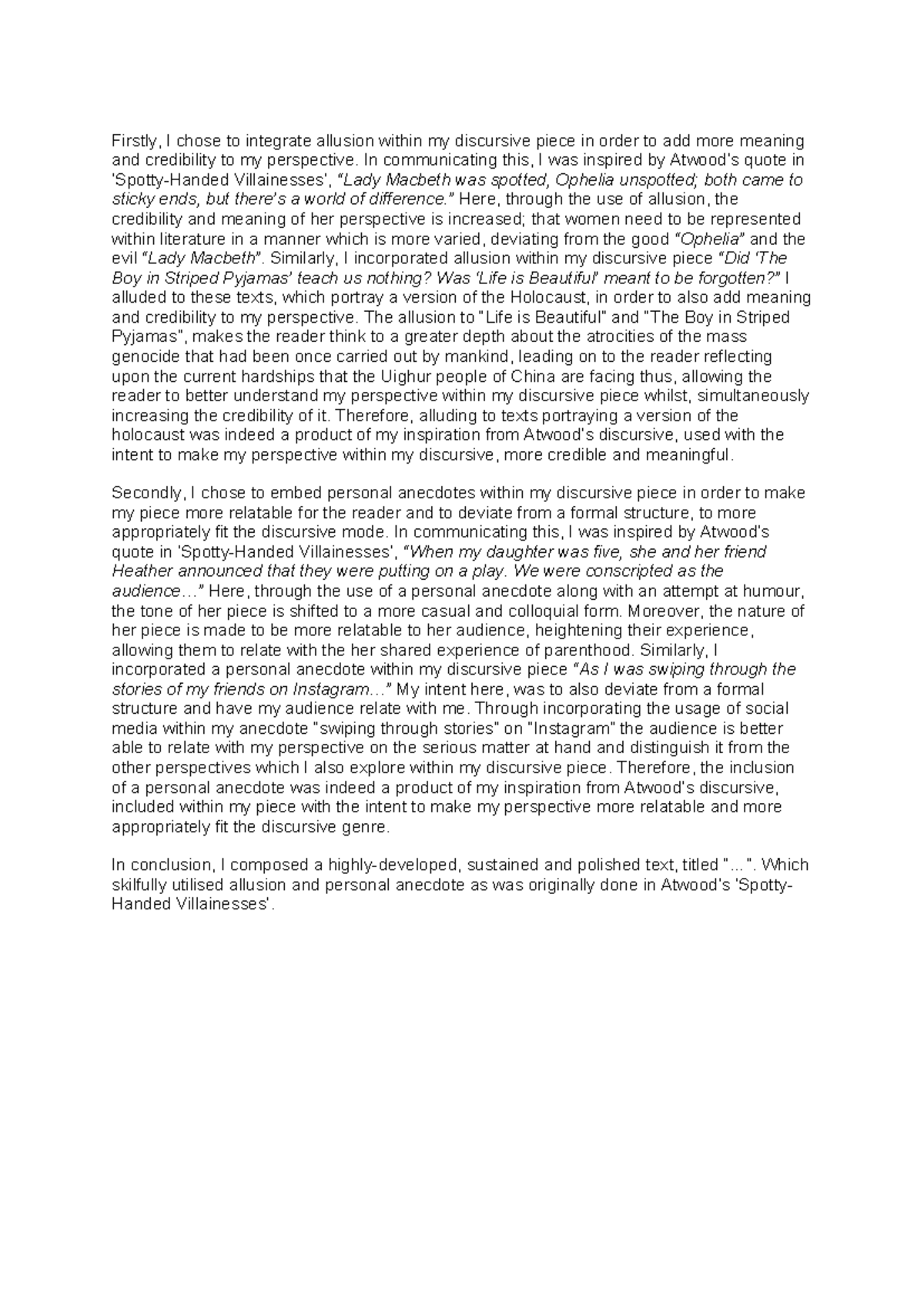 Reflection on Allusion and Personal Anecdotes in Discursive Writing ...