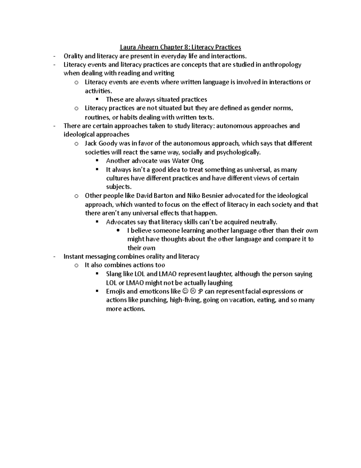 Laura Ahearn Chapter 8- Literacy Practices - Laura Ahearn Chapter 8 ...