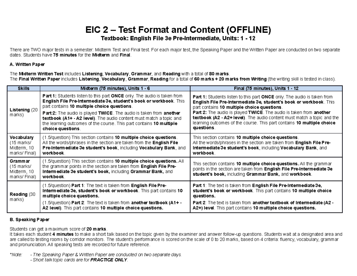 bai tap tham khao - EIC 2 – Test Format and Content (OFFLINE) Textbook ...