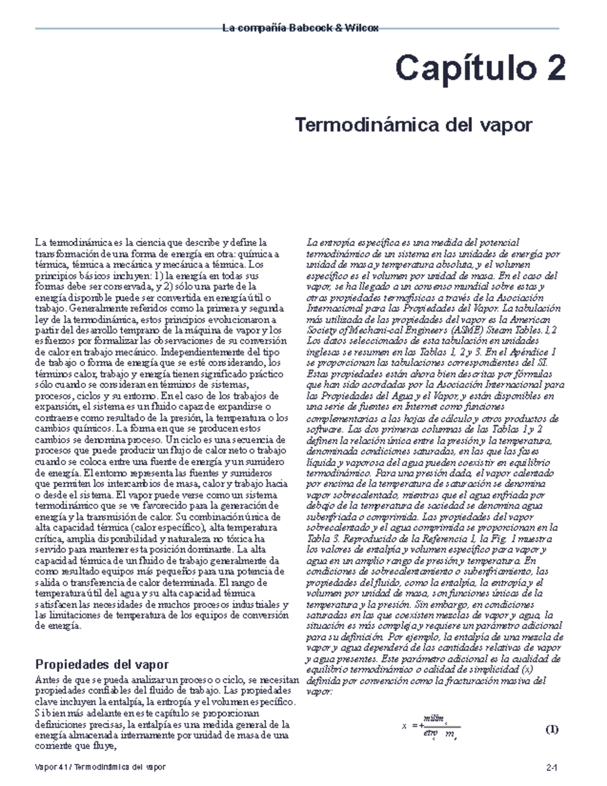 Capítulo 2: Termodinámica del Vapor - Babcock Wilcox (Esp) - Studocu