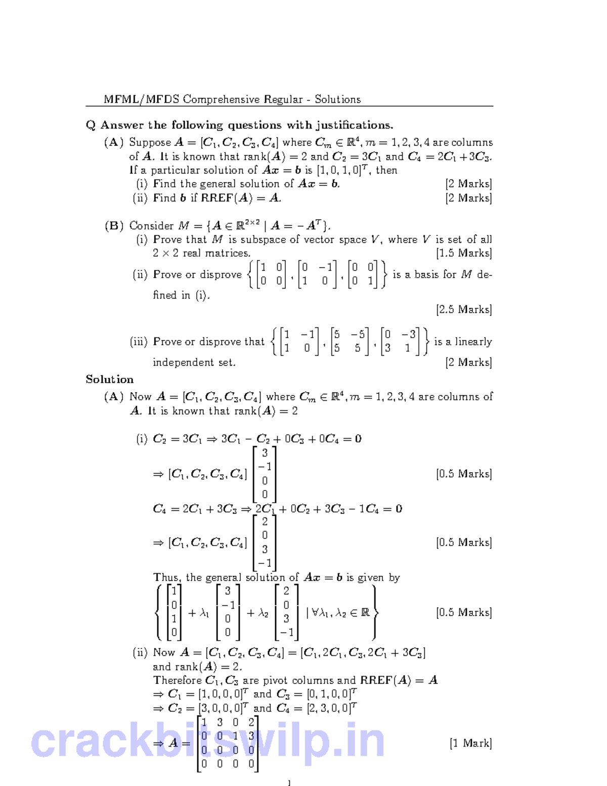 Comprehensive Solutions for Regular Matrix Problems (20240918) - Studocu