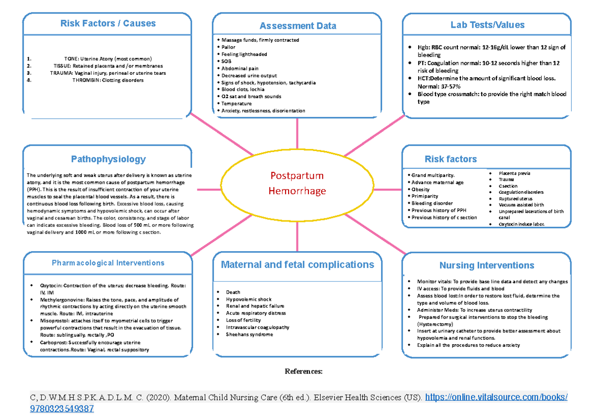 PPH Concept Map: Postpartum Hemorrhage Causes & Interventions - Studocu