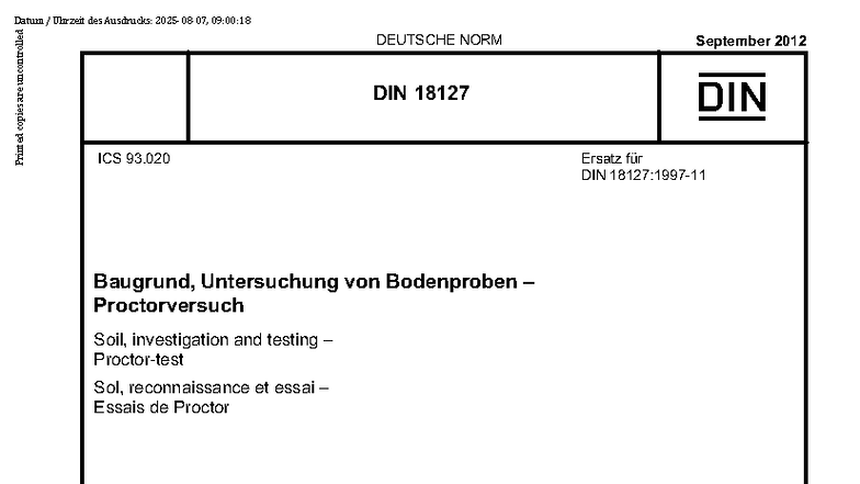 Proctorversuch nach DIN 18127: Untersuchung der Bodendichte - Studocu