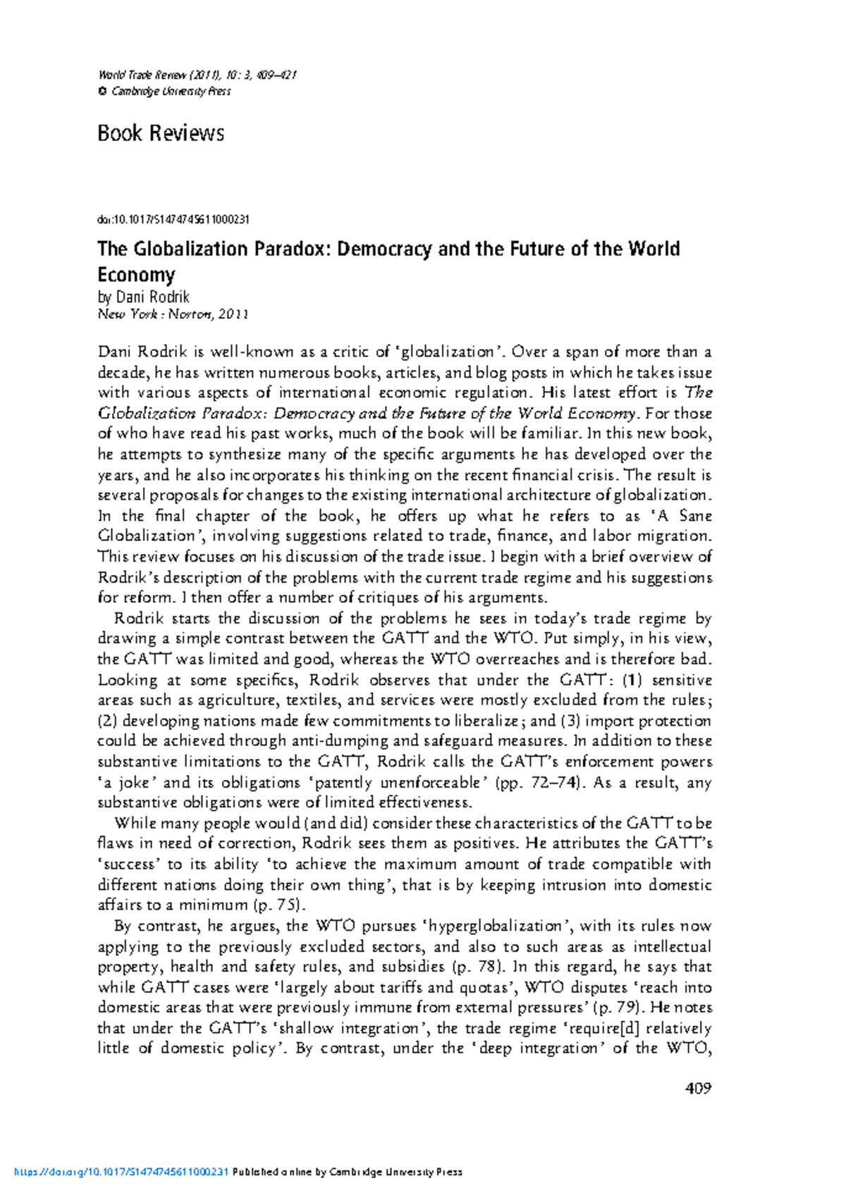 Book Review: The Globalization Paradox by Dani Rodrik (2011) - Book ...