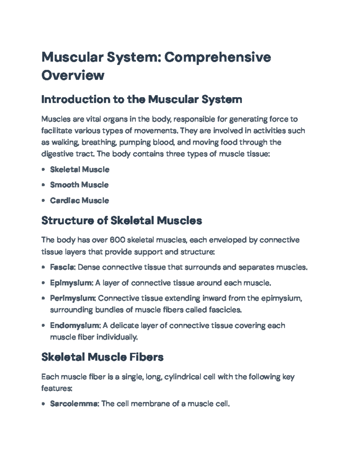 Muscular System Overview: Structure, Functions & Physiology Study Notes ...
