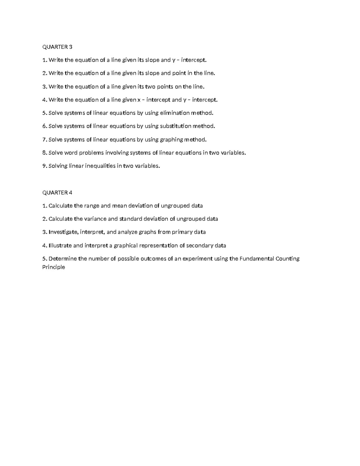MATH 042414 - Linear Equations & Data Analysis Competencies - Studocu