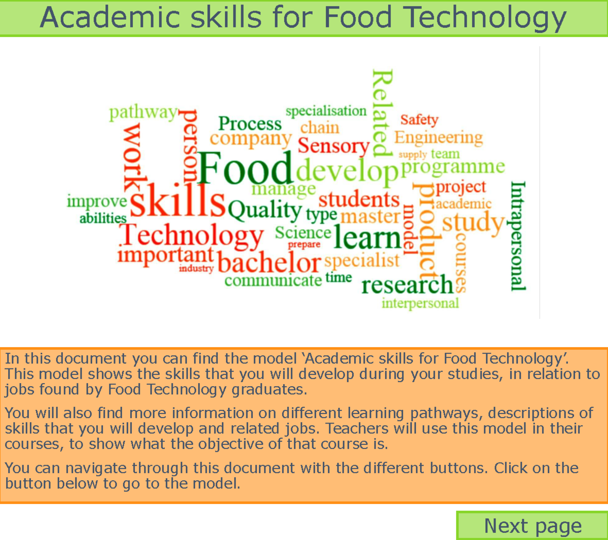 Model Academic Skills for Food Technology (FT 101) - Studeersnel