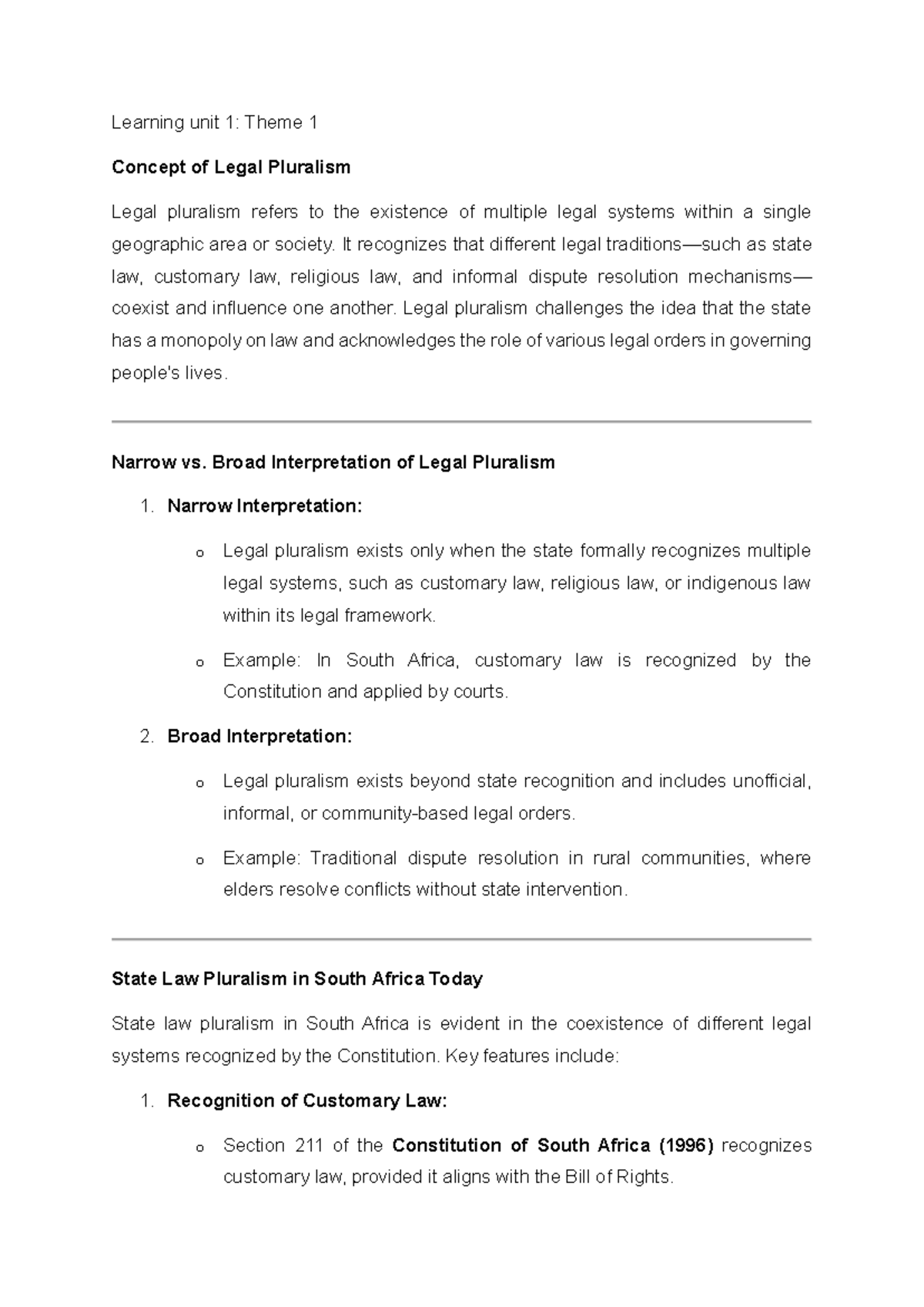 Learning unit 1- Theme 1 - It recognizes that different legal ...