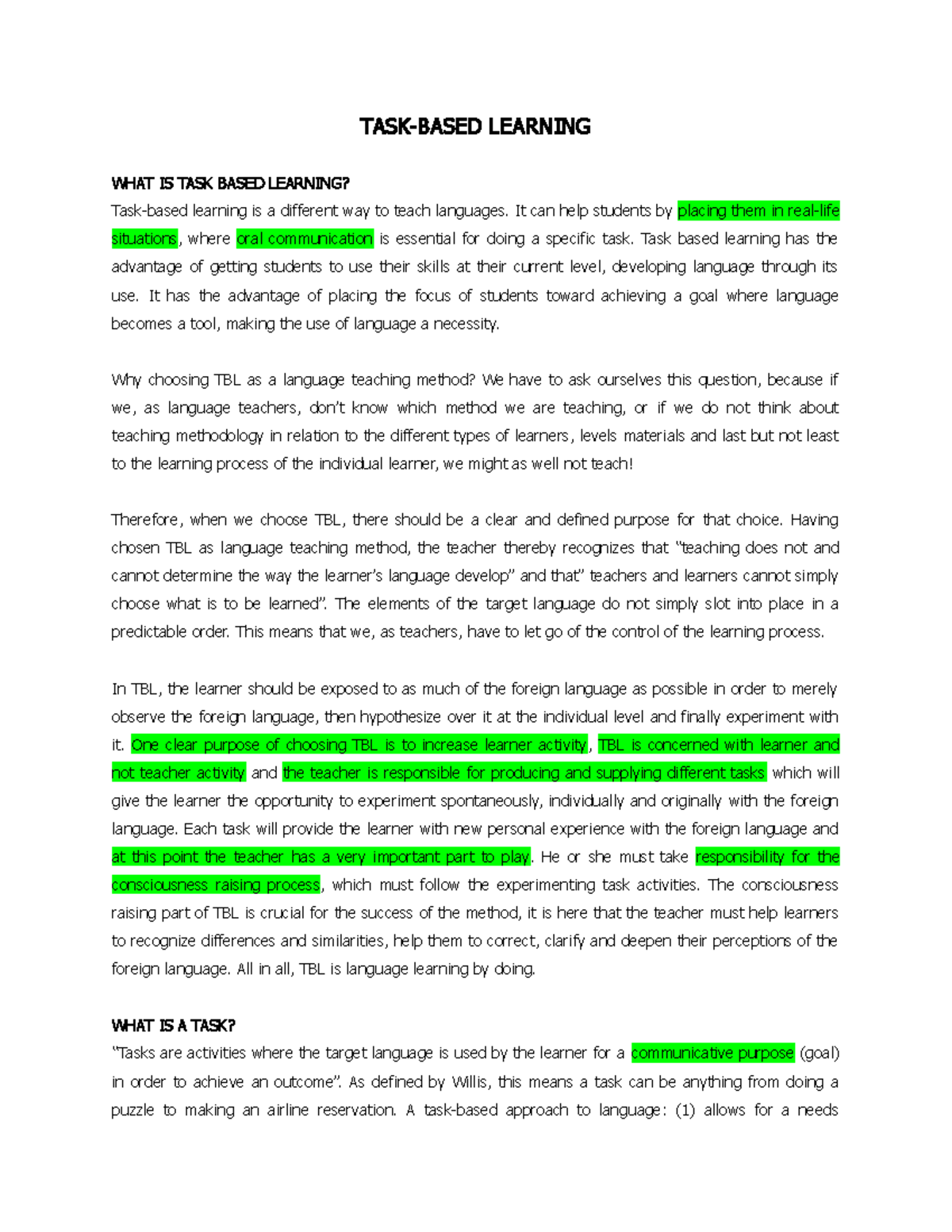 TBL - Task-based learning - TASK-BASED LEARNING WHAT IS TASK BASED ...