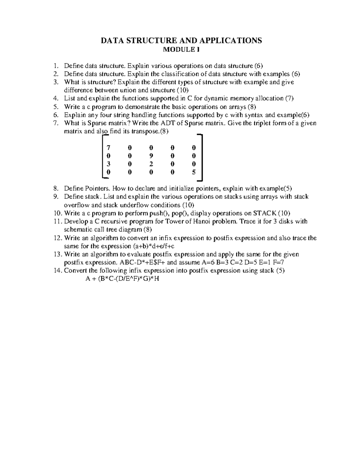 **New Title:** DS-1 Data Structures Using C: Module I Exam Notes and ...