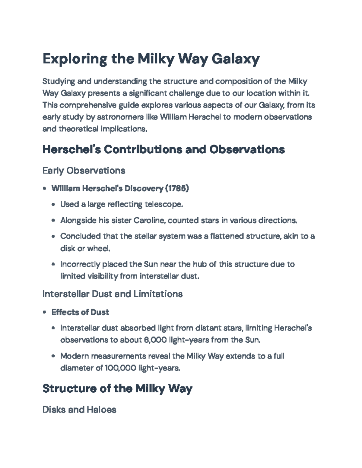 Exploring the Structure and Composition of the Milky Way Galaxy ...