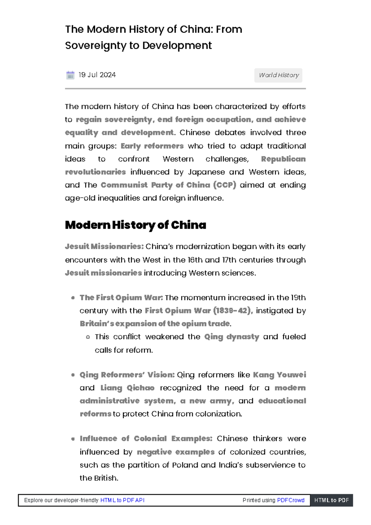 Modern History of China: Path to Modernization (HIST 101) - Studocu
