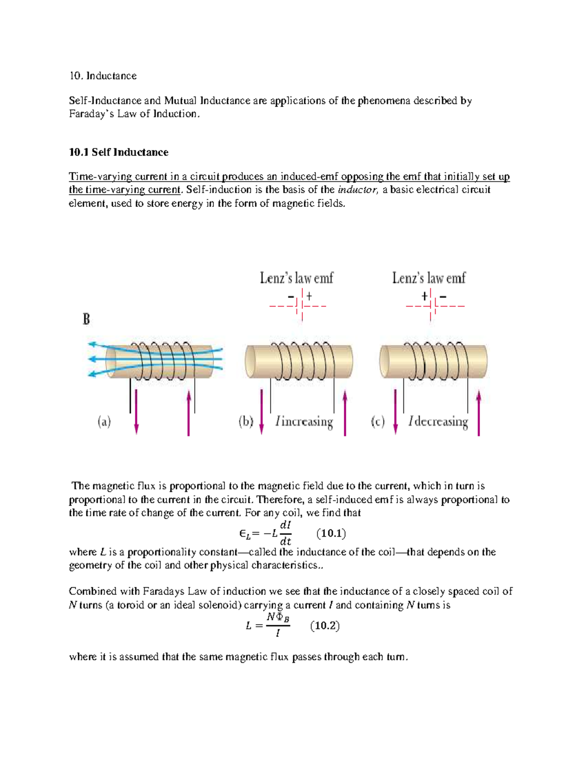 Lecture 12 Inductance - Inductance Self-Inductance and Mutual ...