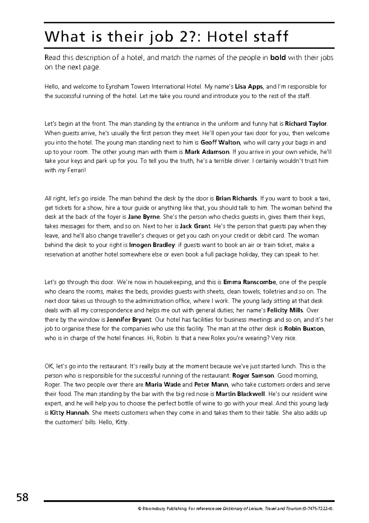 Hotel Staff Roles at Eynsham Towers: A Hospitality Overview - Studocu
