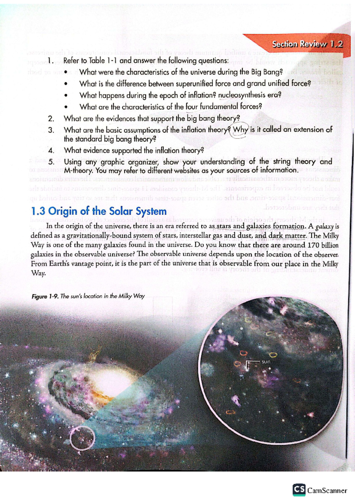 CS 1.2 Section Review: Origin of the Universe and Solar System - Studocu