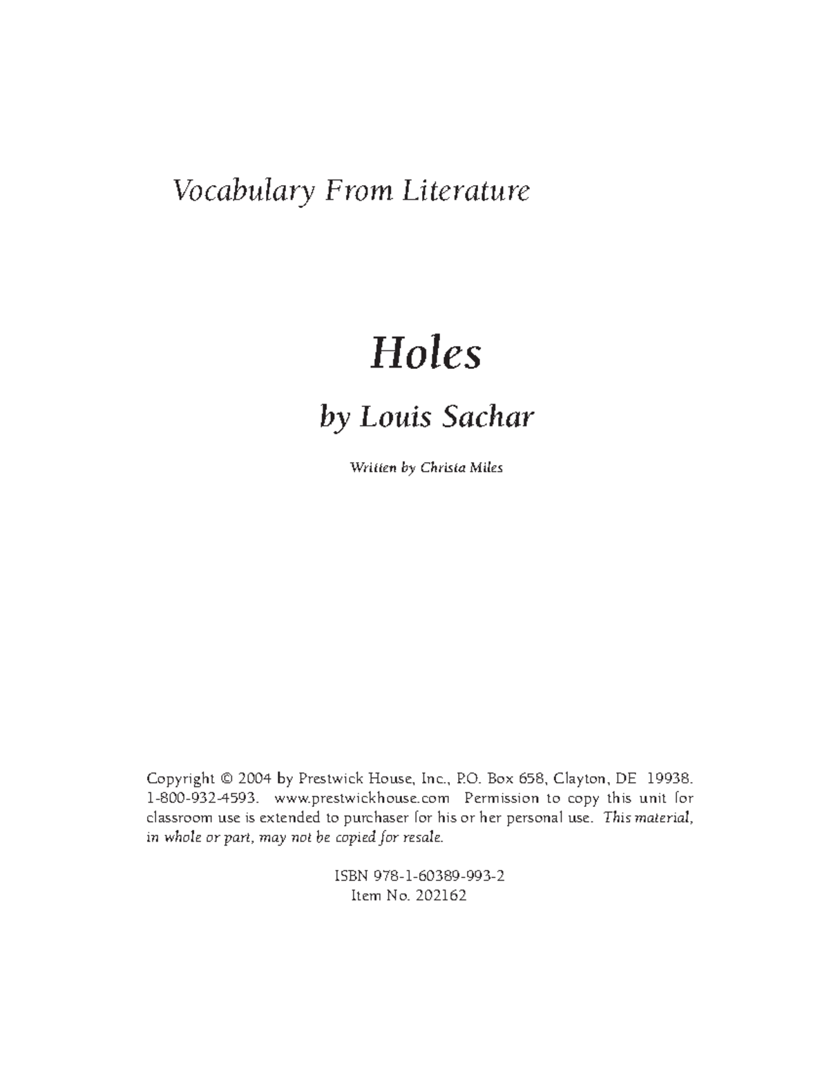 Holes Vocabulary Guide by Chapter with Page References - Studocu