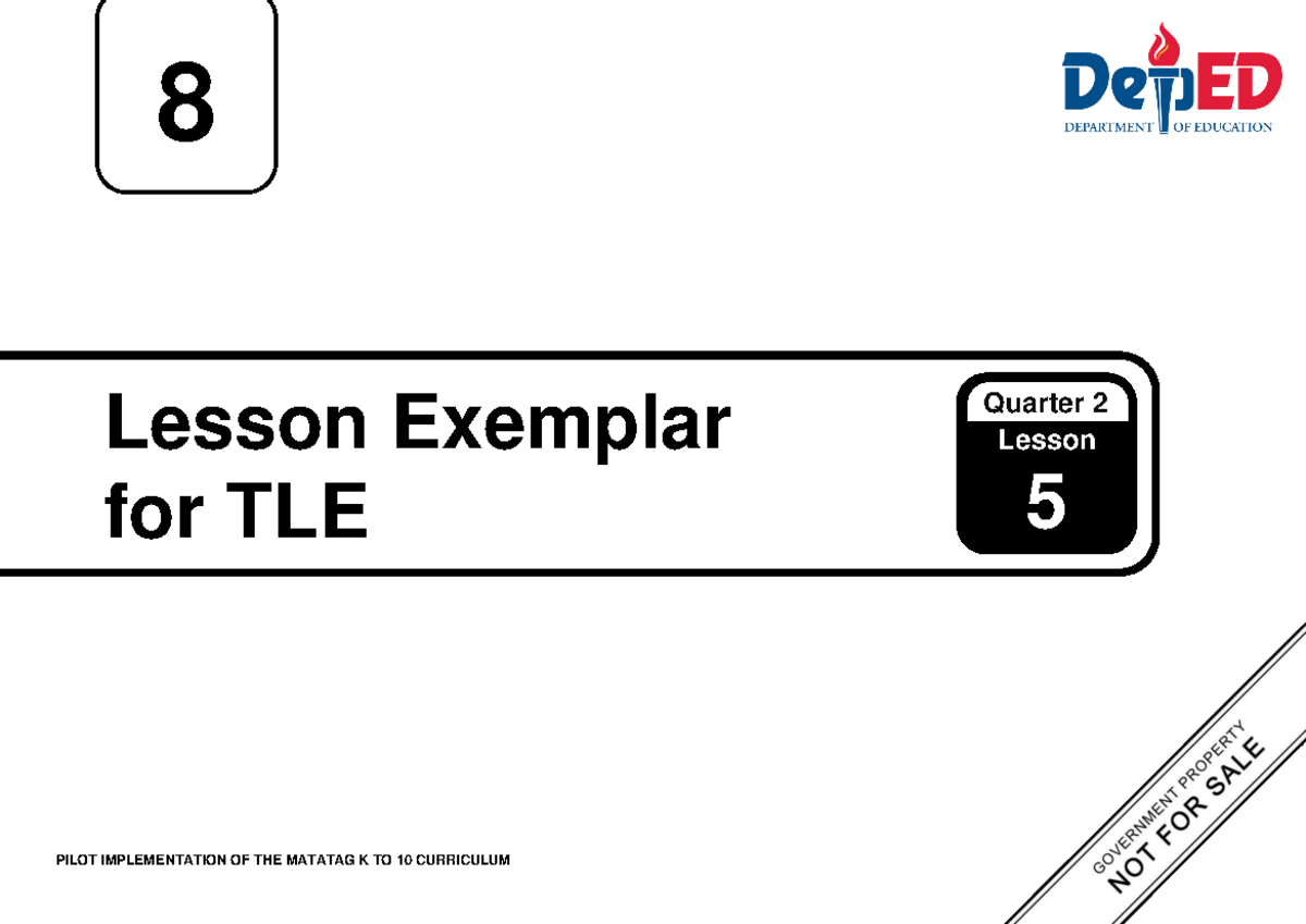 Q2 LE TLE 8 Lesson Exemplar: Week 5 for MATATAG Curriculum - Studocu