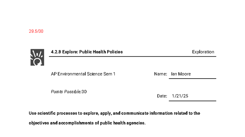 AP Environmental Science Sem 1: Public Health Policies Exploration ...