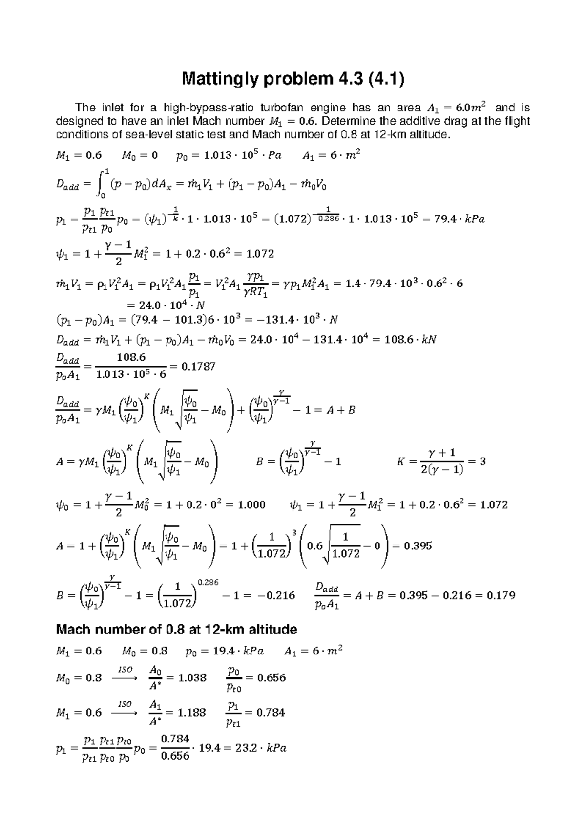Turbofan Engine Inlet Analysis: Additive Drag at M1 0.6 & M0 0.8 - Studocu