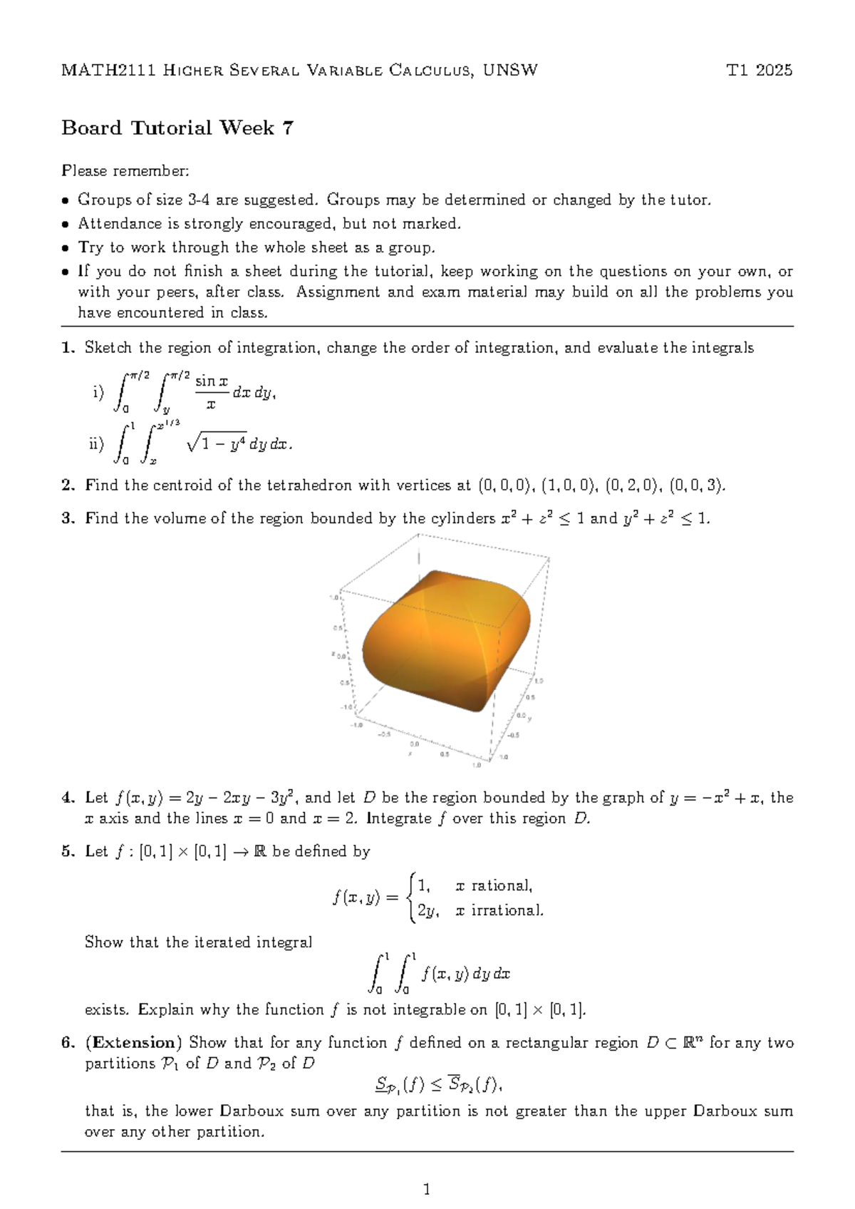 Higher Several Variable Calculus, UNSW T1 2025 BT07 - Week 7 Tutorial ...