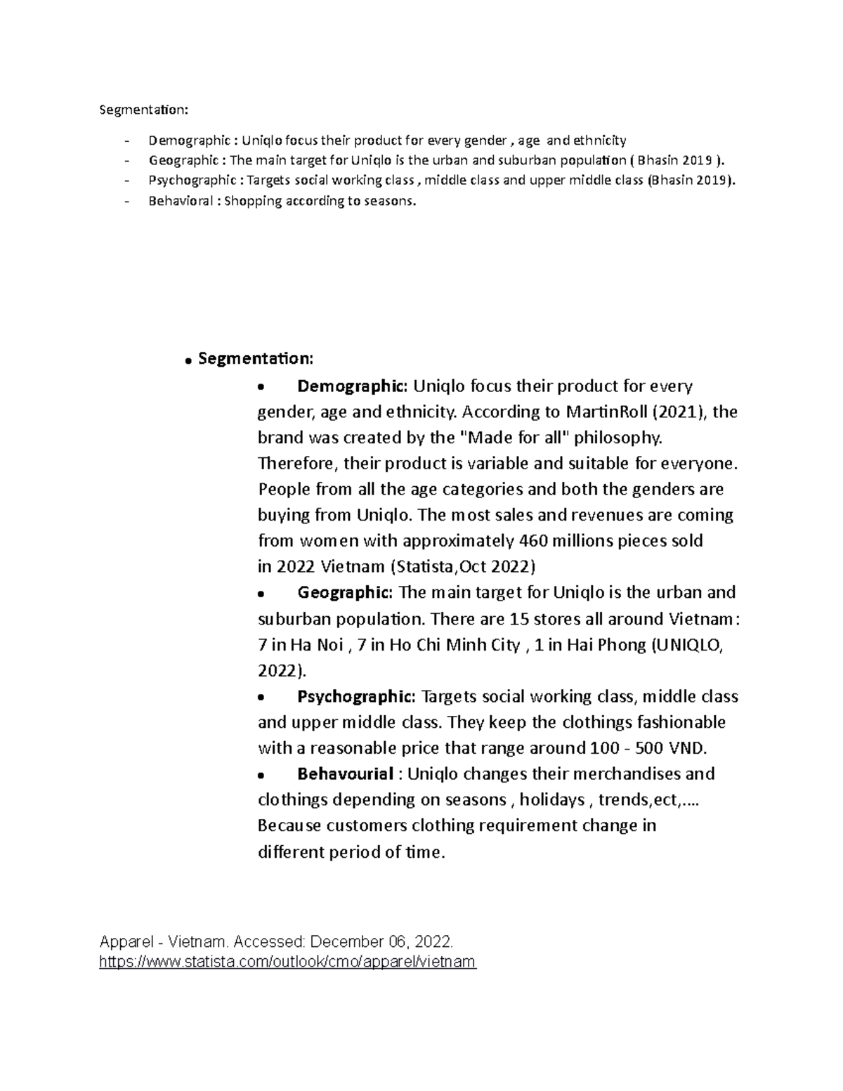 Assignment 2 MP - abc - Segmentation: Demographic : Uniqlo focus their ...
